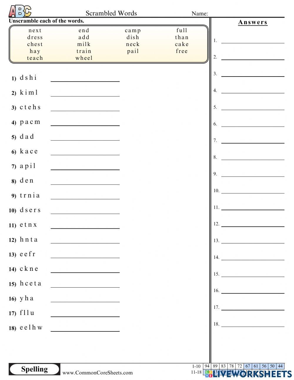 UnScramble the … | Free Interactive Worksheets | 5257669