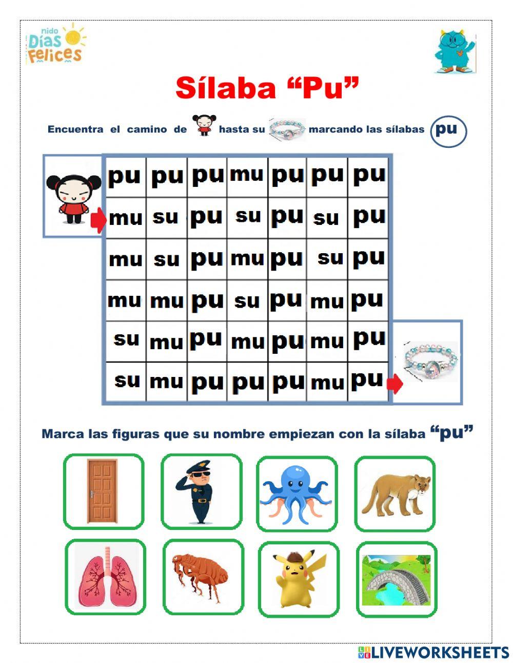 Sílaba -PU- worksheet | Live Worksheets