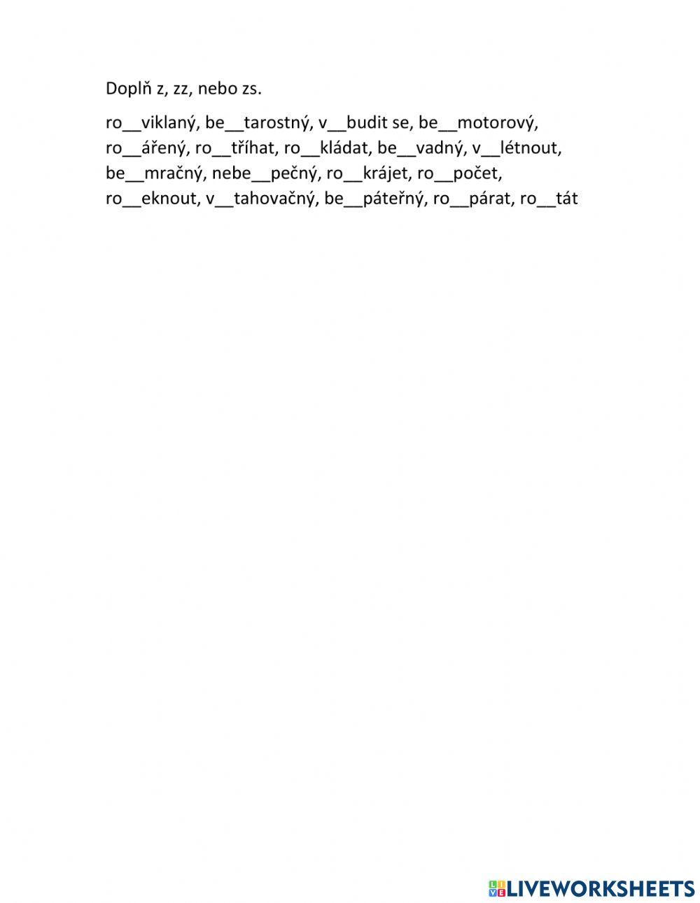 z-zz-zs | evahysp | Live Worksheets