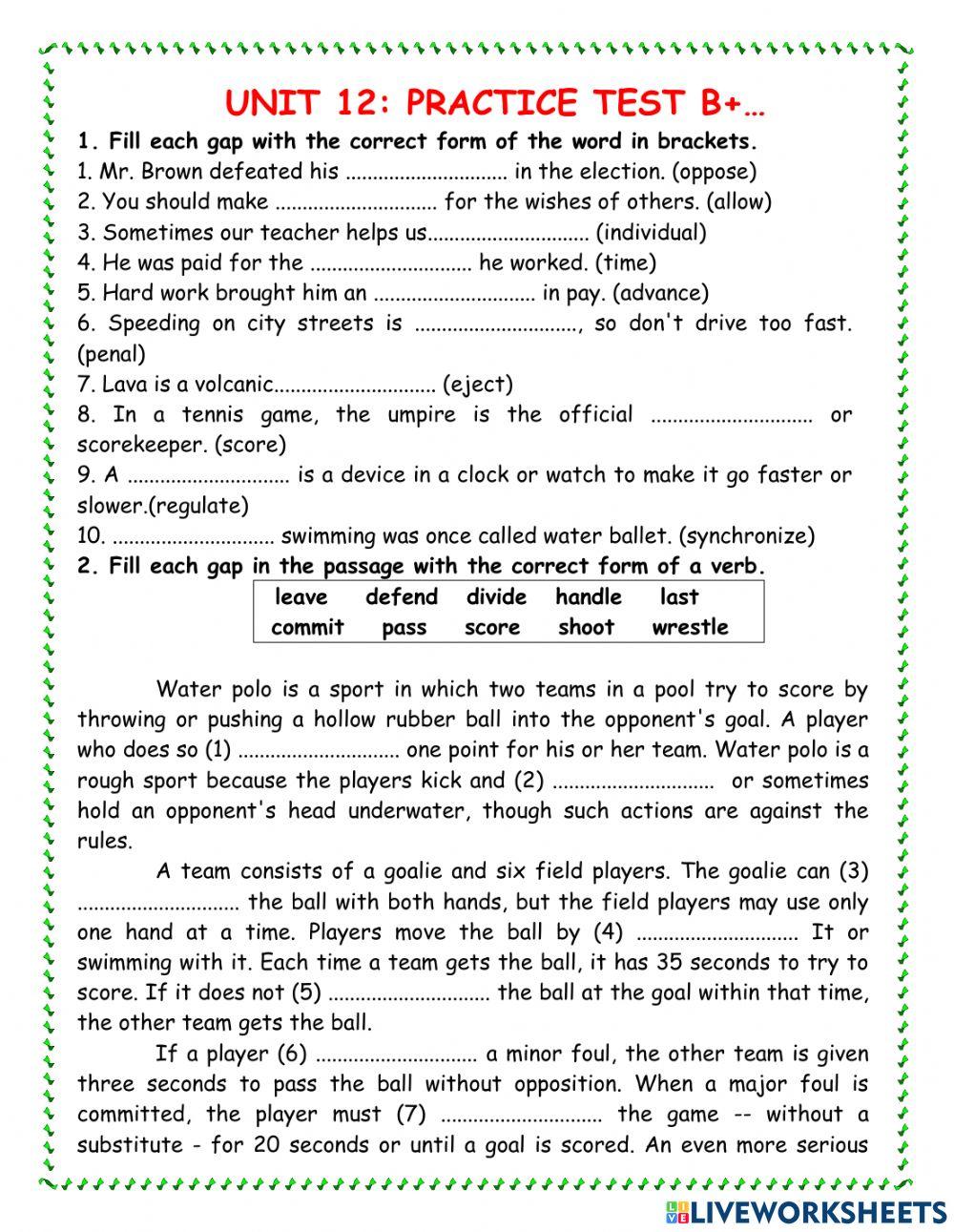 12-unit 12-pr b worksheet | Live Worksheets