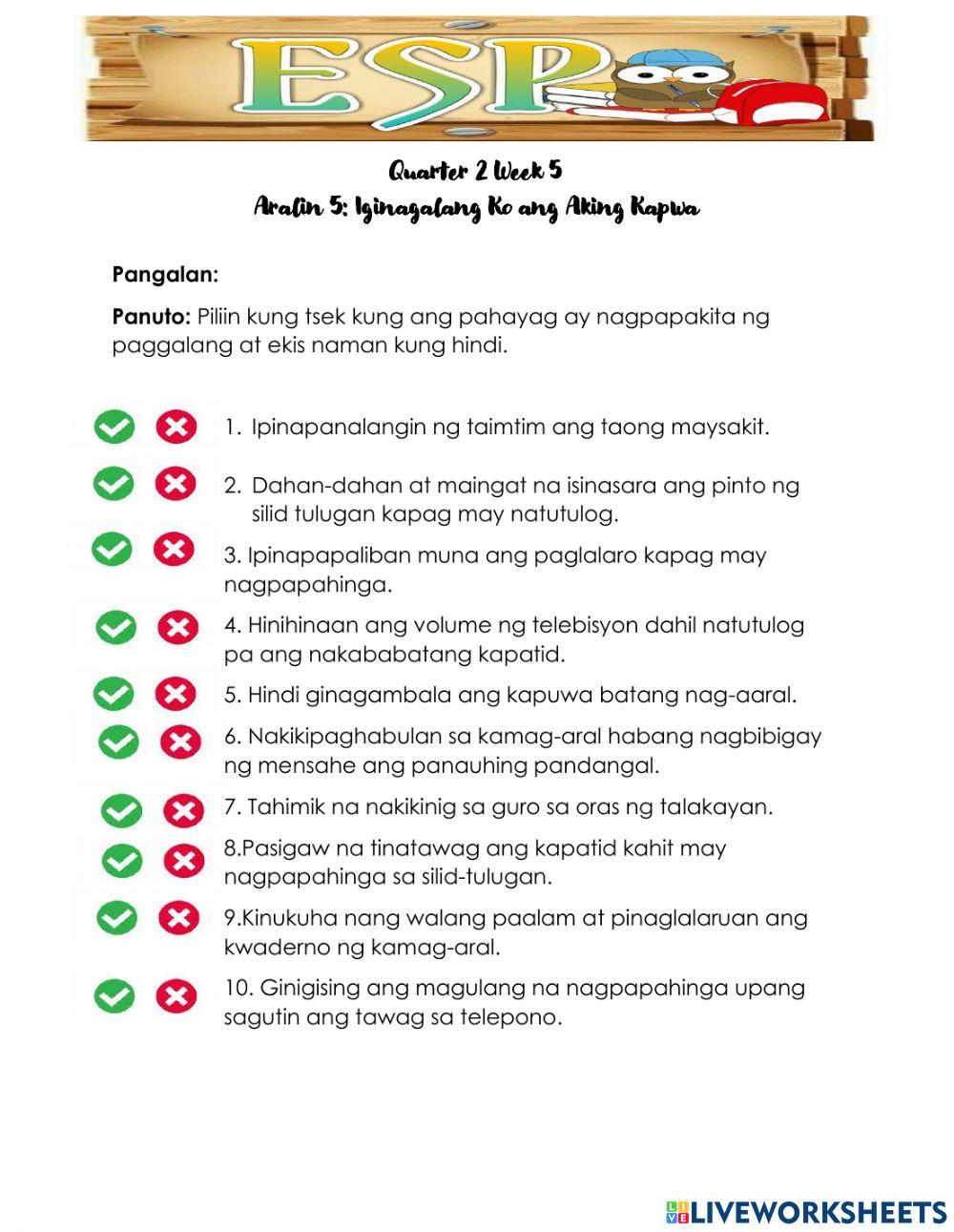 Iginagalang Ko … | Free Interactive Worksheets | 5258029