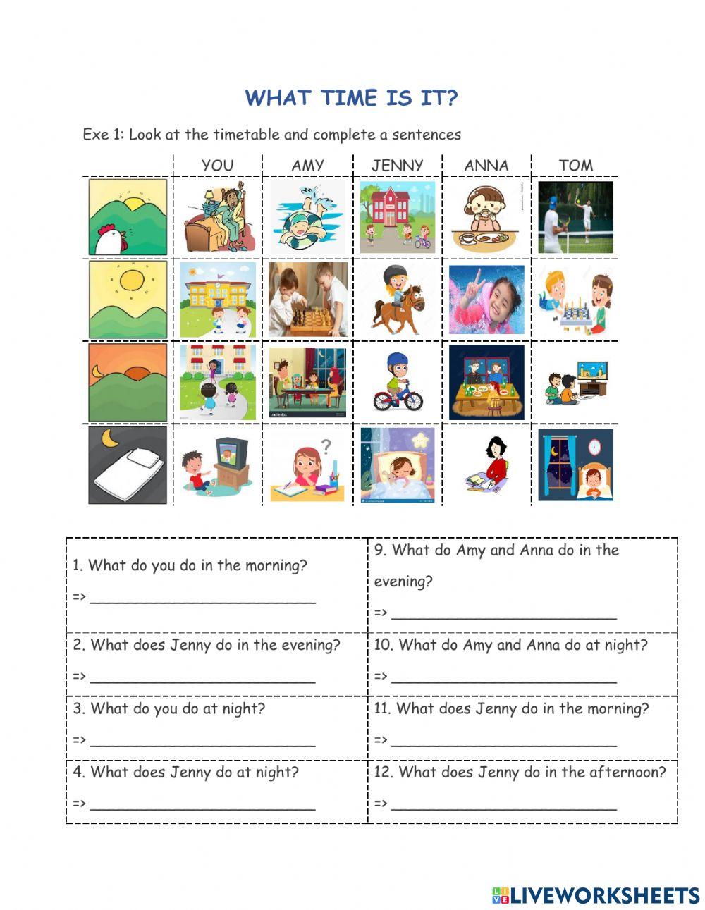 What time is it? online exercise for Pre-intermediate | Live Worksheets