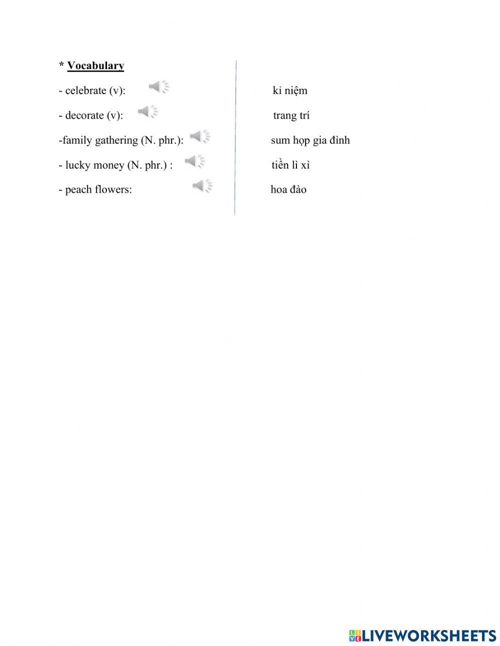 2619704 | VOCABULARY UNIT 6-GETTING STARTED