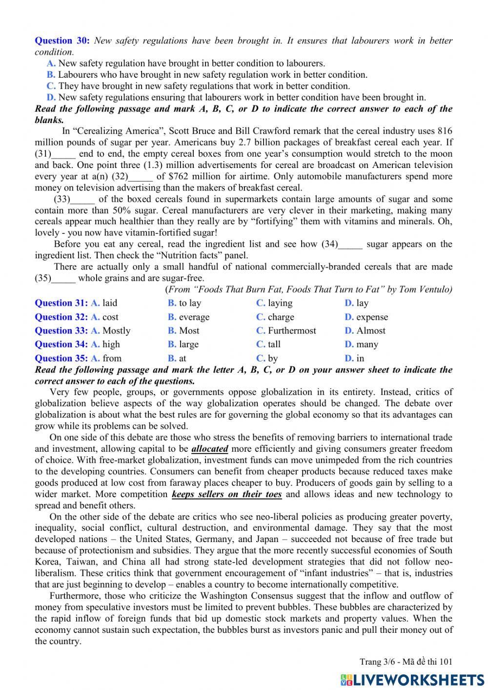 1712477 | Trial test | Vân Thùy | LiveWorksheets