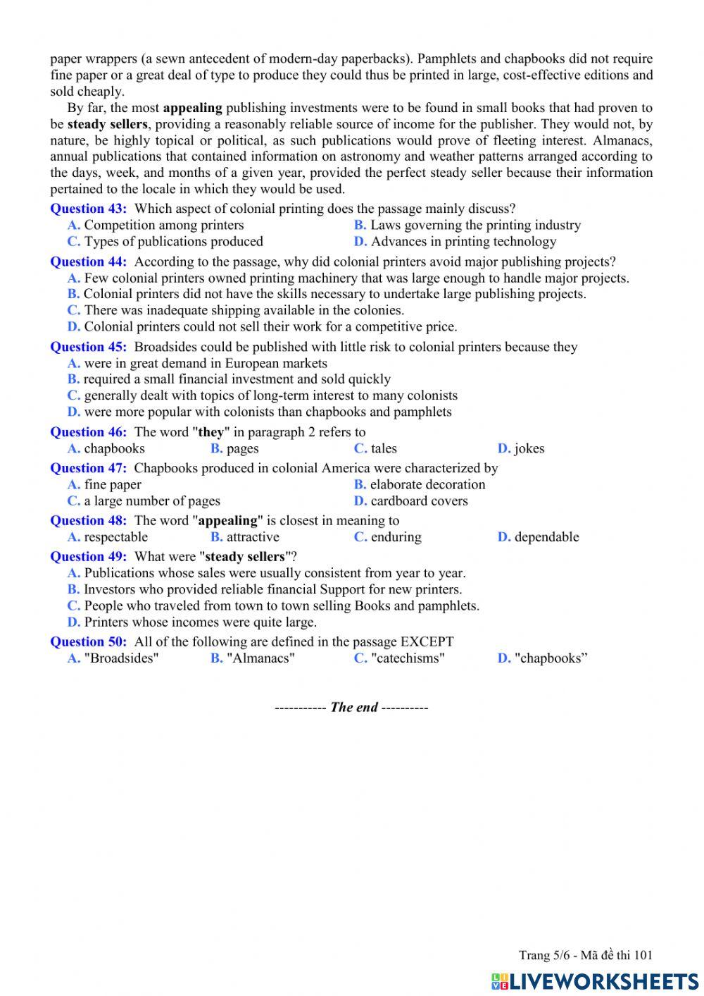 1712477 | Trial test | Vân Thùy | LiveWorksheets