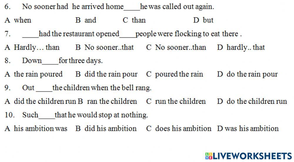 1712467 | Inversion | Ngân1990 | LiveWorksheets
