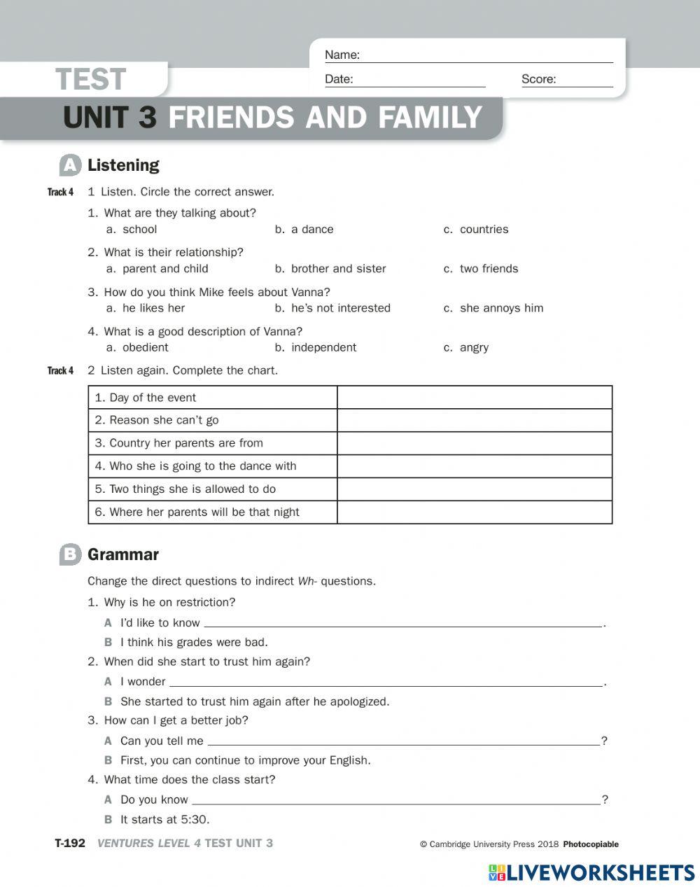 Unit 3 Review Test | Margaret Ibasco | Live Worksheets