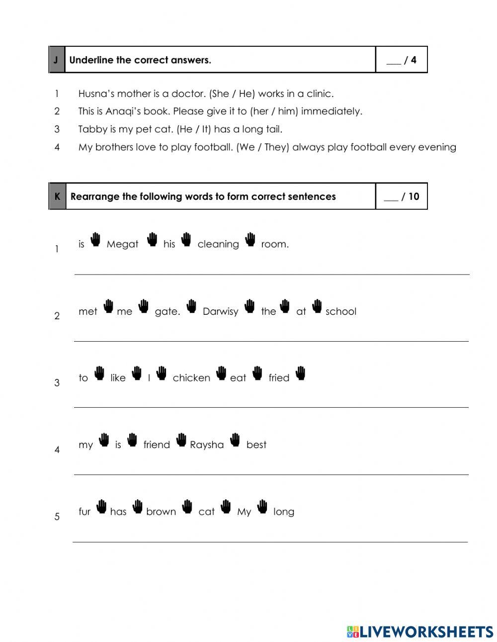 PBD YEAR 1(ii) | mdmainie | Live Worksheets