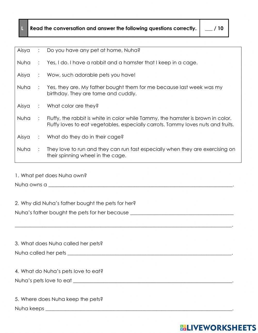 PBD YEAR 1(ii) | mdmainie | Live Worksheets