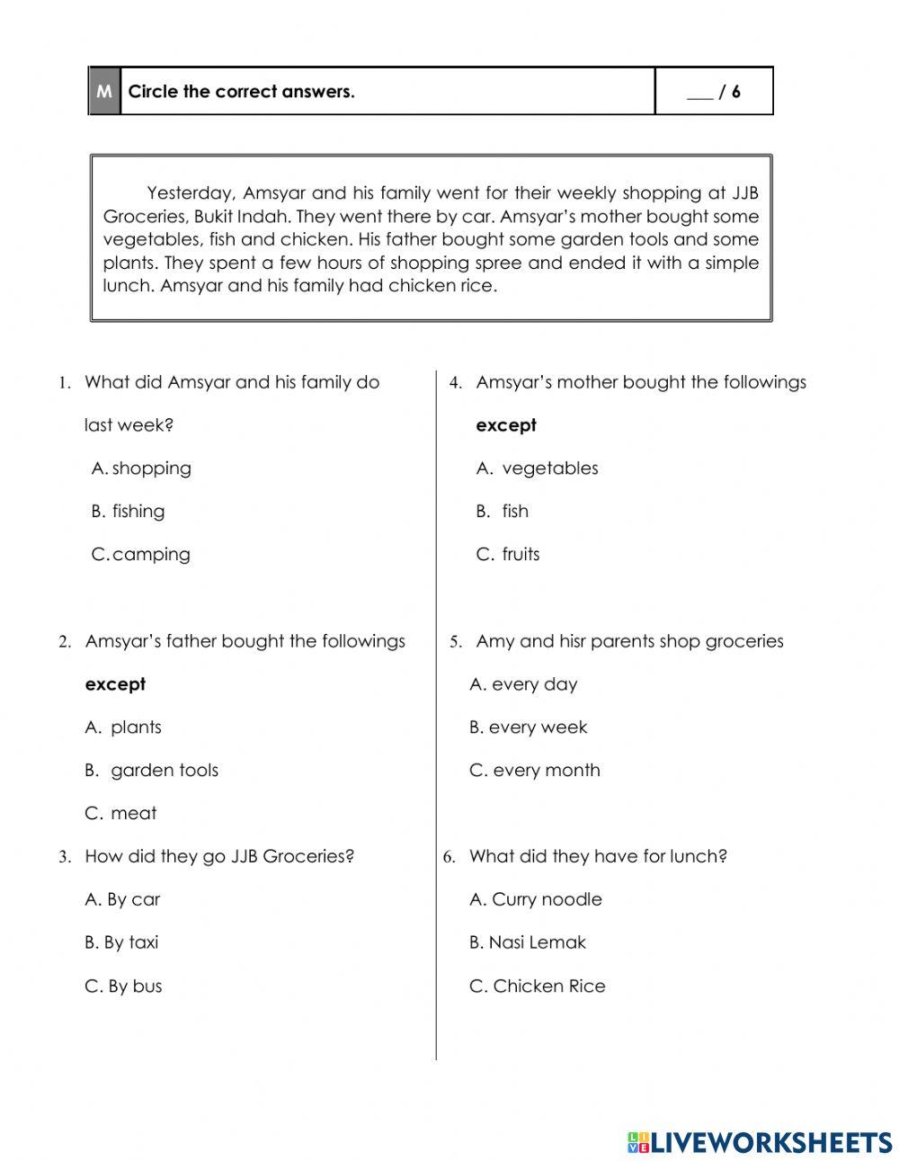 PBD YEAR 1(ii) | mdmainie | Live Worksheets