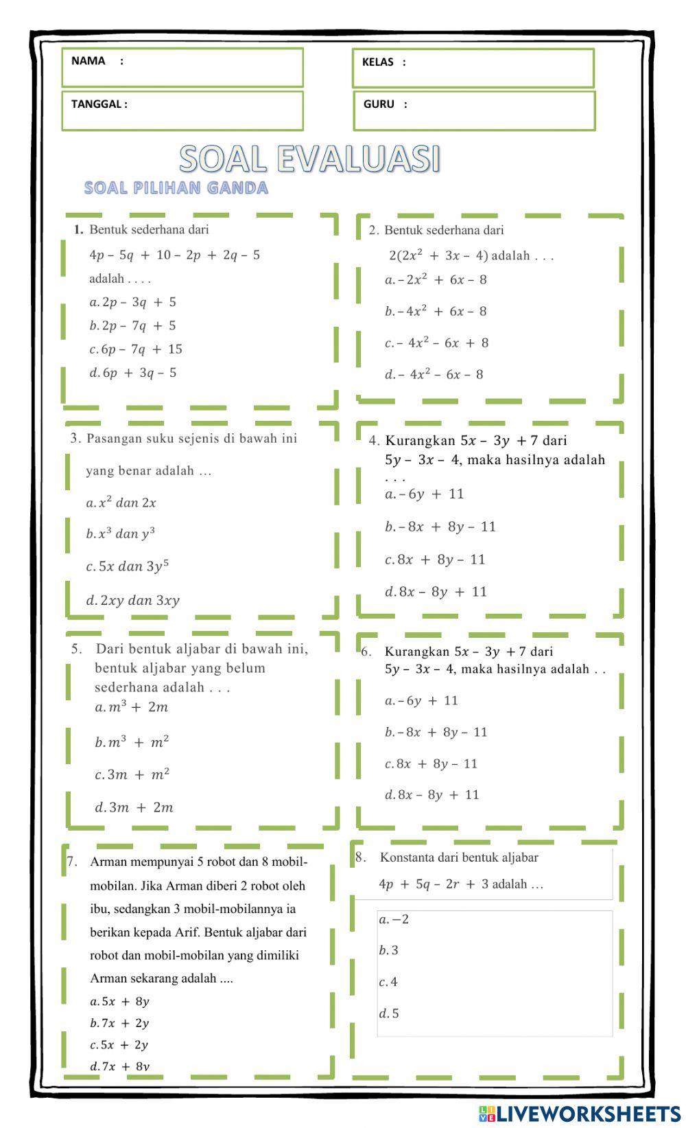 3503166 | hjhhj | wahyunimah22 | LiveWorksheets
