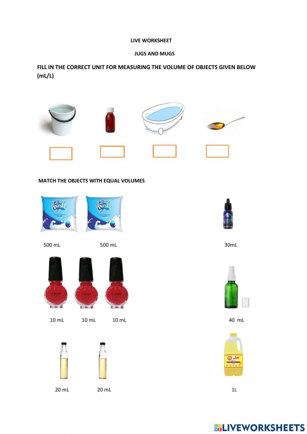 Jugs and Mugs online exercise for | Live Worksheets