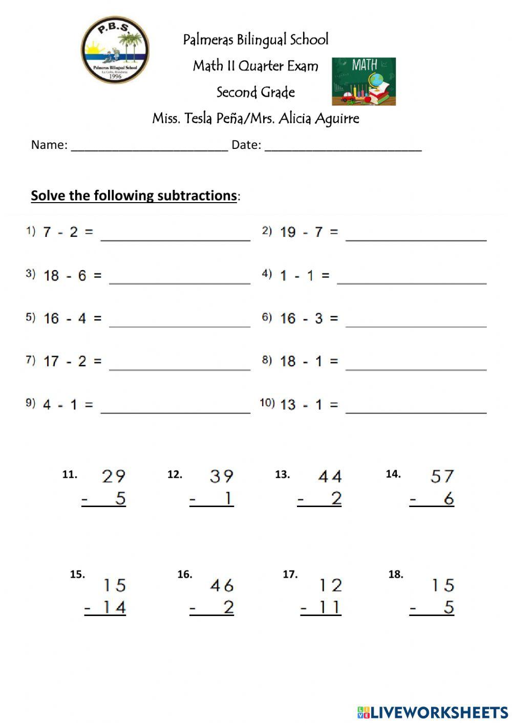 Math II Quarter exam online exercise for | Live Worksheets