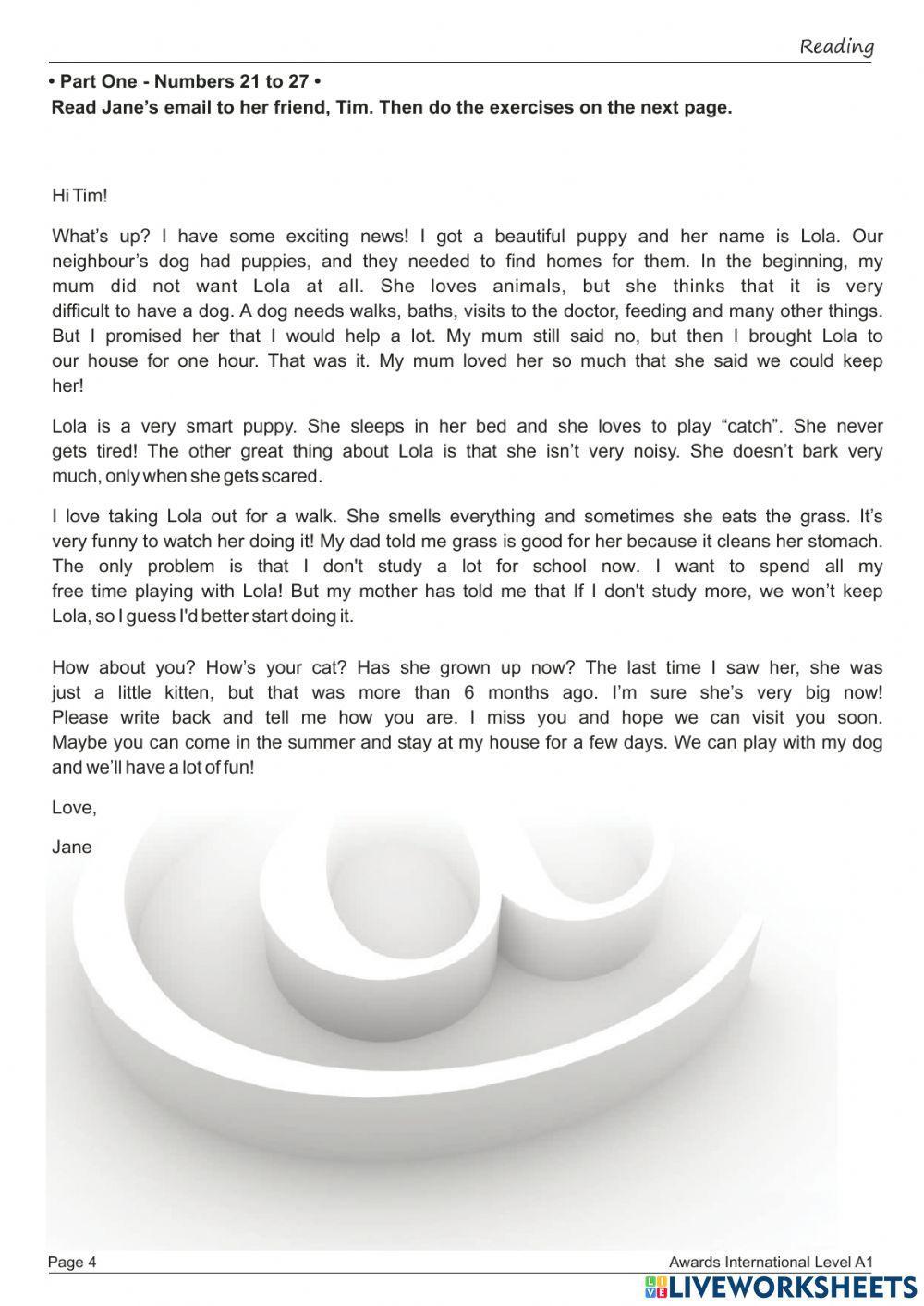 AWARDS LEVEL A1 TEST 1 worksheet | Live Worksheets