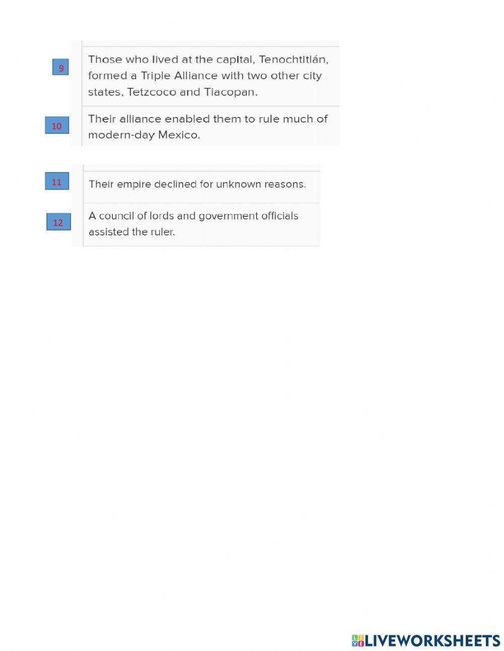 Mesoamerica Civ… | Free Interactive Worksheets | 1713301