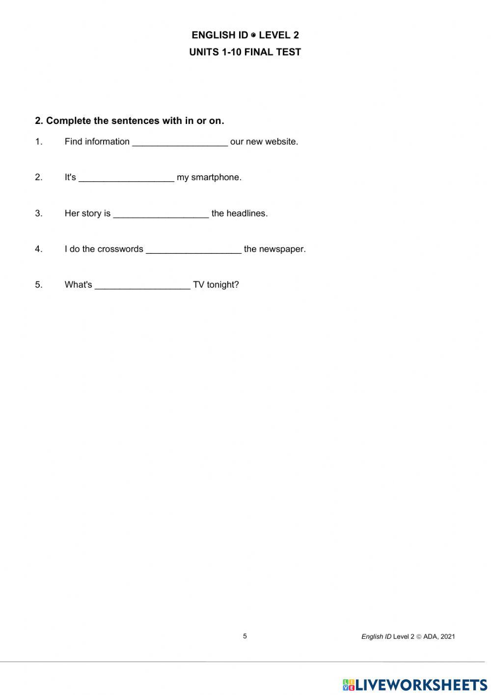 English ID 2 FI… | Free Interactive Worksheets | 6794029