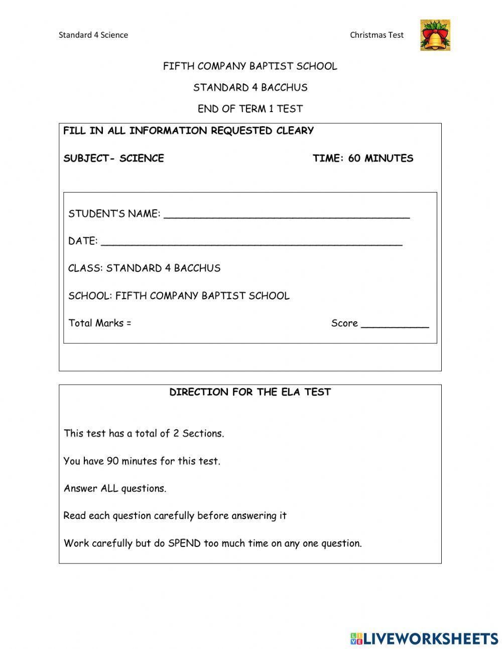 std.4 science t… | Free Interactive Worksheets | 4287413