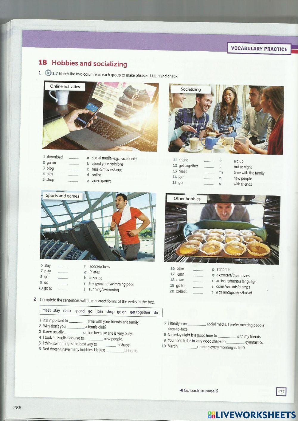 Hobbies and socializing online exercise for | Live Worksheets