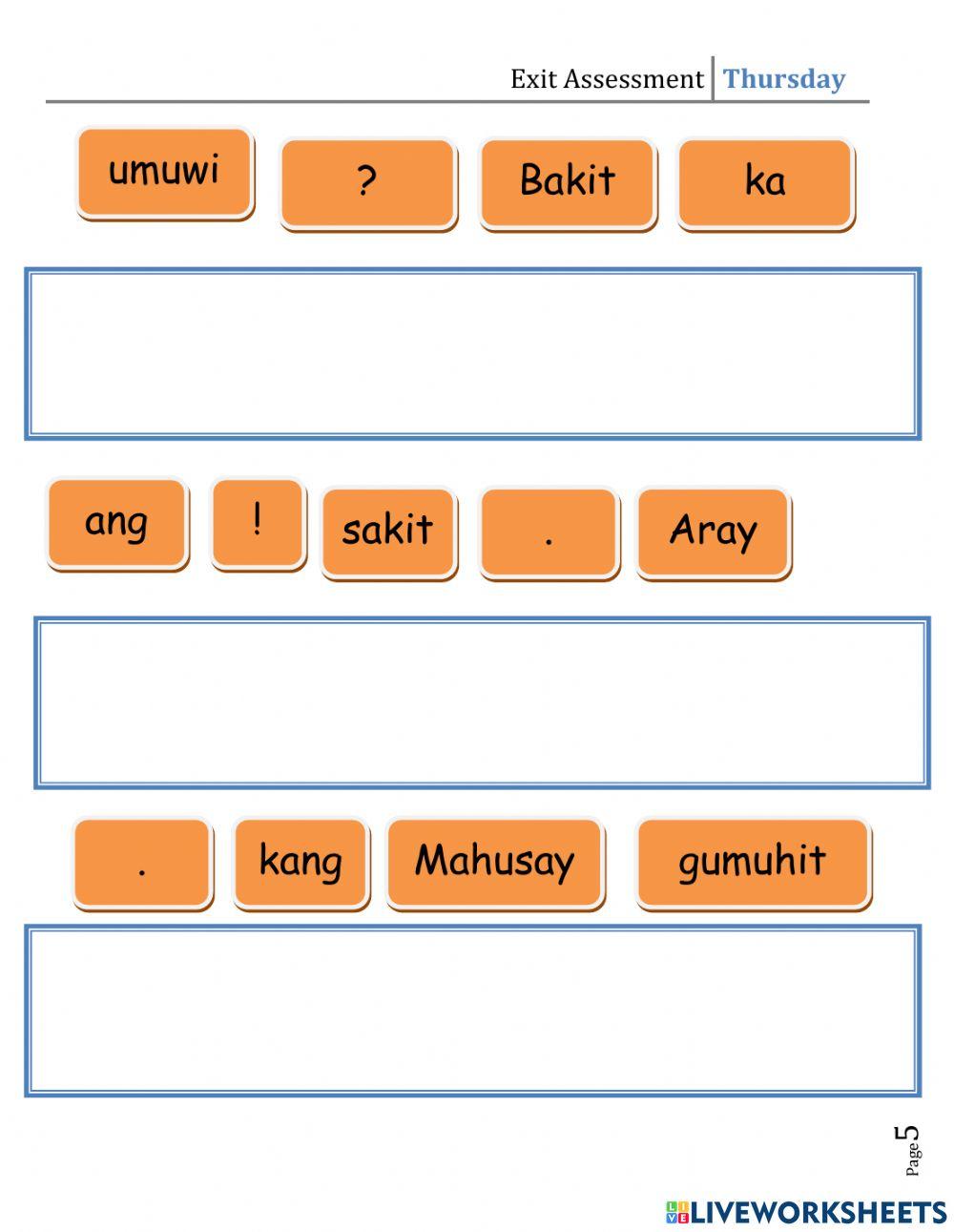 Exit worksheet | Live Worksheets