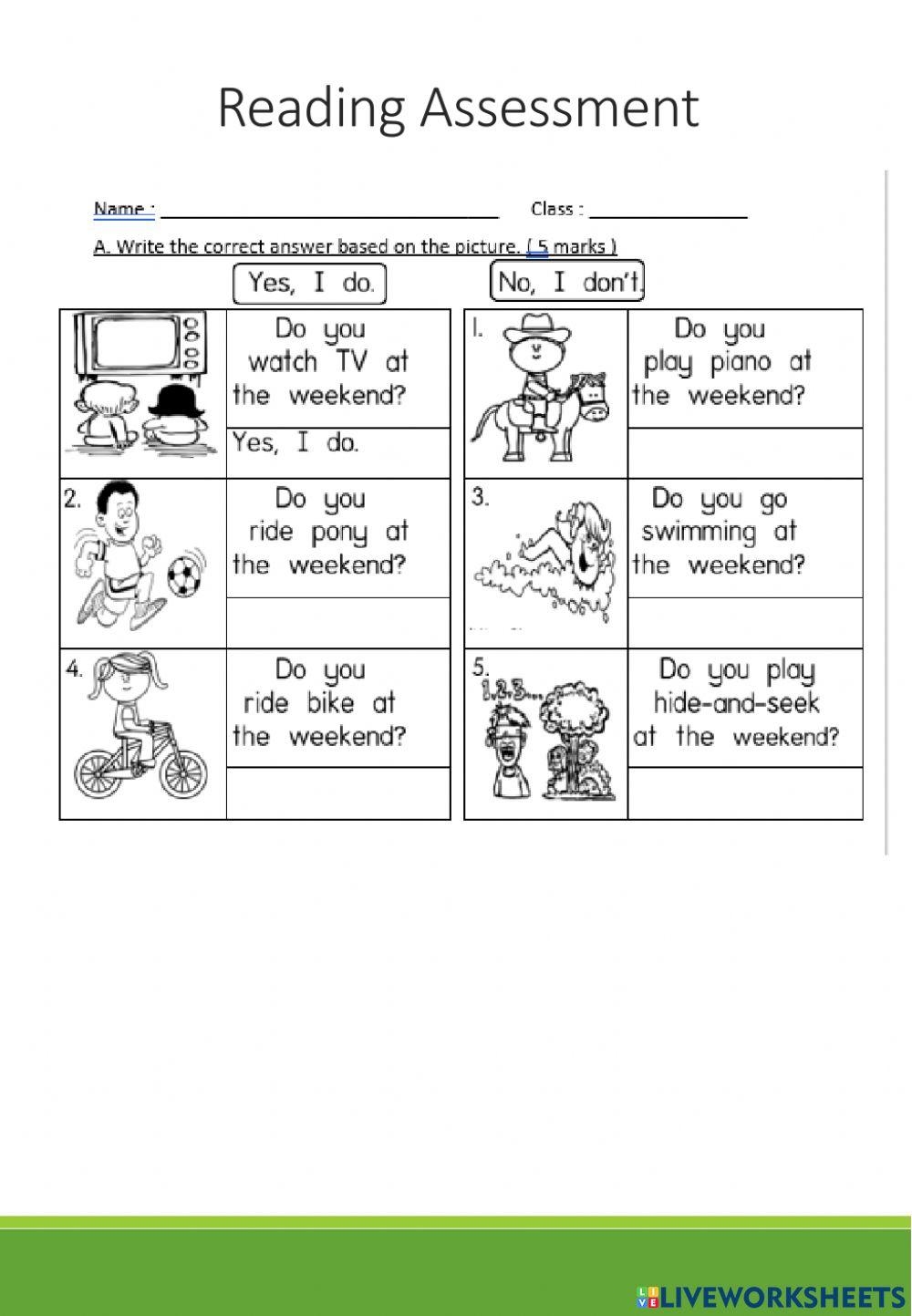 Reading assessment 2021 online exercise for | Live Worksheets