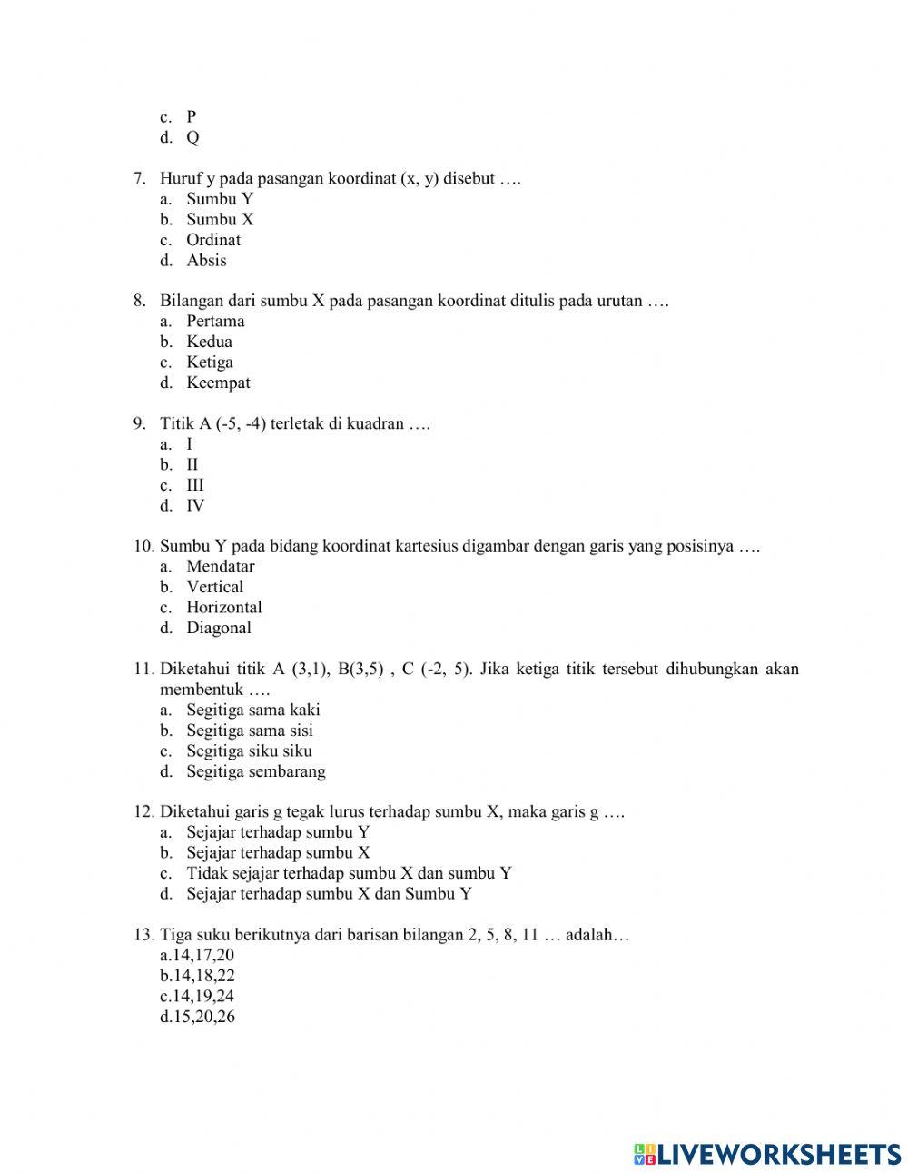 Latihan PAS 8 worksheet | Live Worksheets