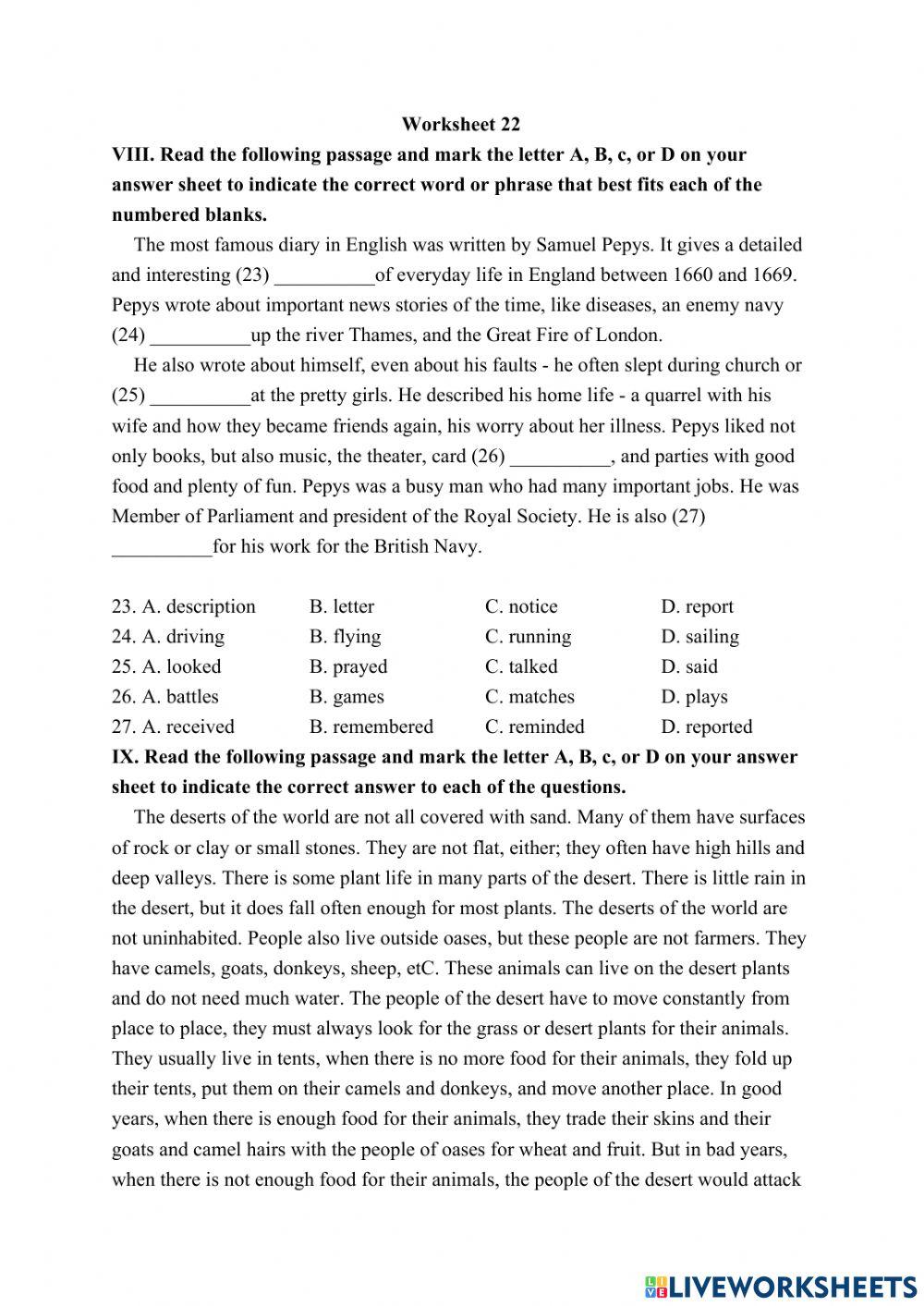 Worksheet 22 online exercise for | Live Worksheets