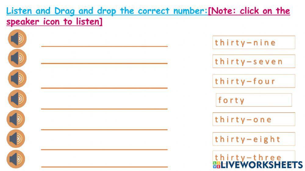 math-number names 31-40 set 6 0725 | DivyaSandeep