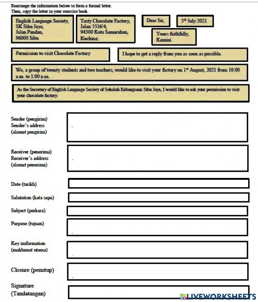 6794323 | formal letter 6 | alis88 | LiveWorksheets