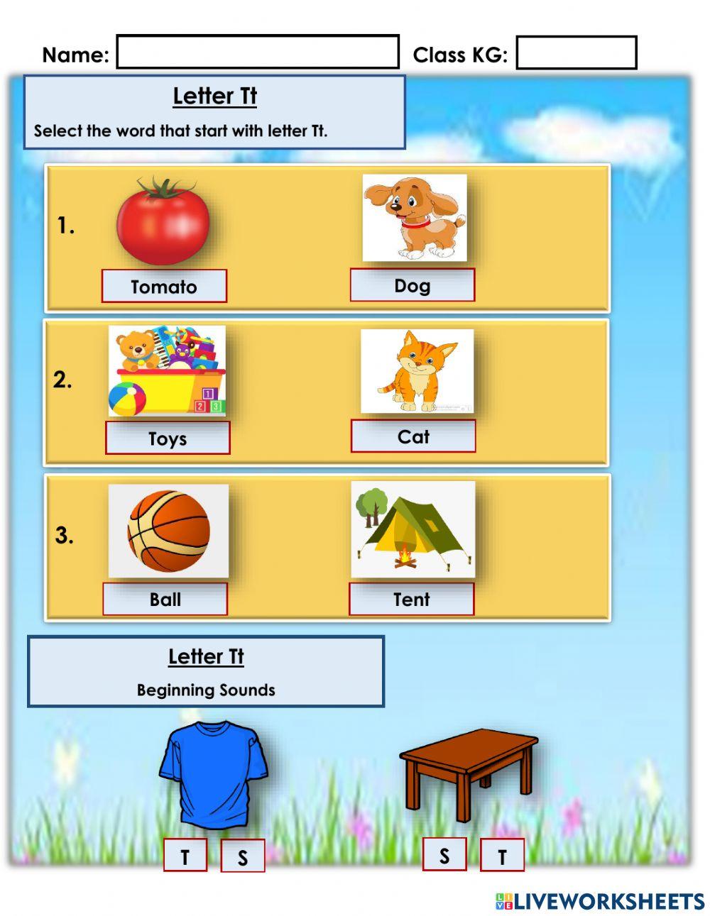 Letter Tt online exercise for | Live Worksheets