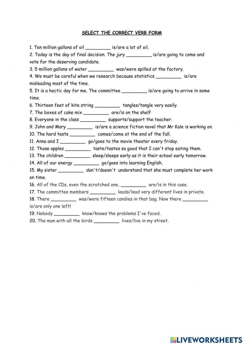 SVA - LIVE WS online exercise for | Live Worksheets