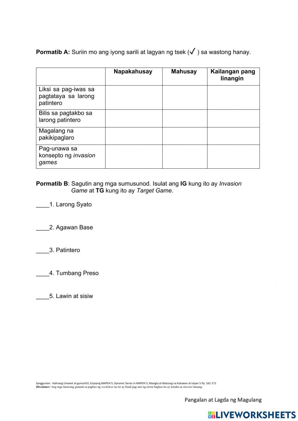1714634 | PE Worksheet Quarter 2 Week 3 Day 5 | Aldrin