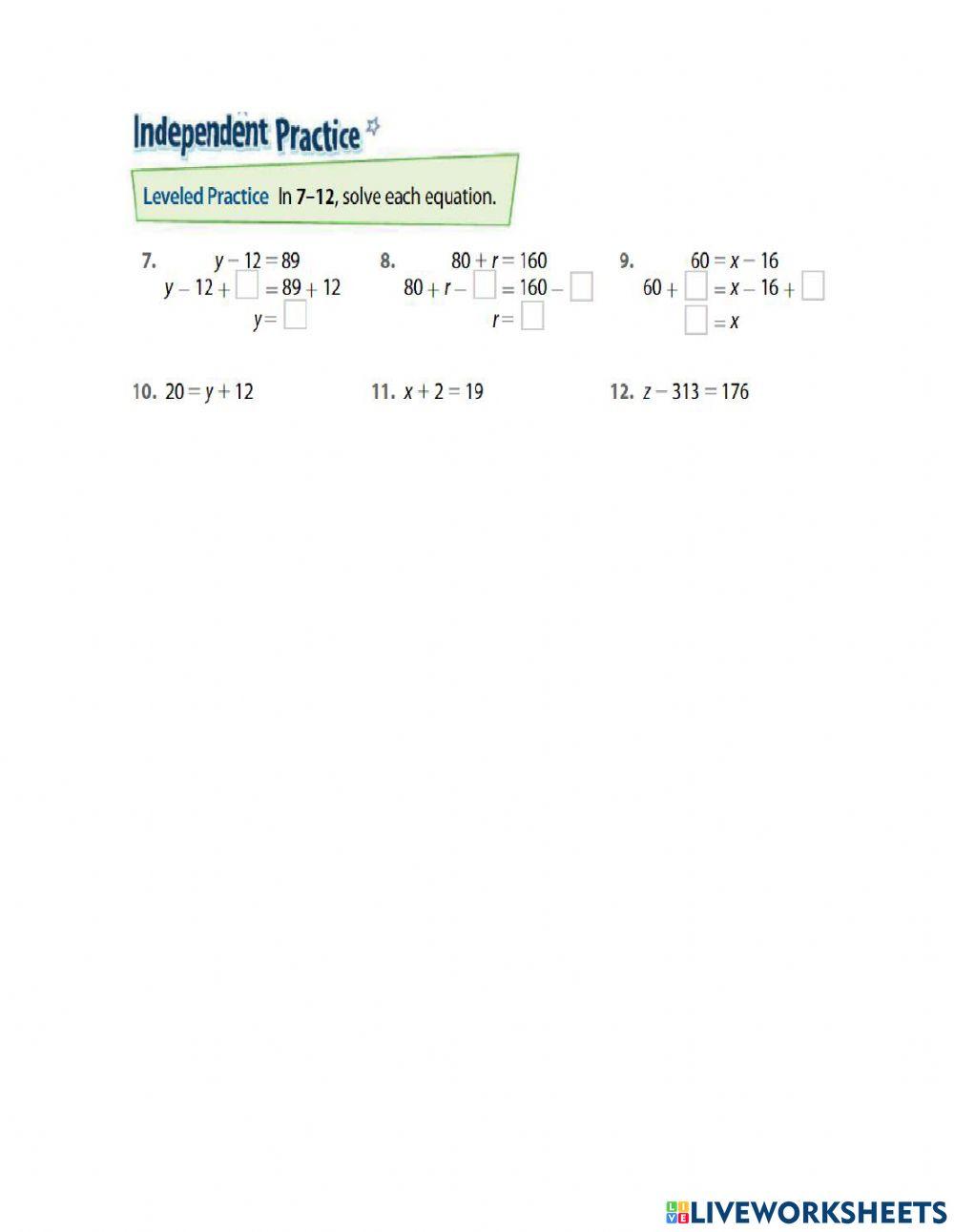 Solving addition and subtraction equations 1714684