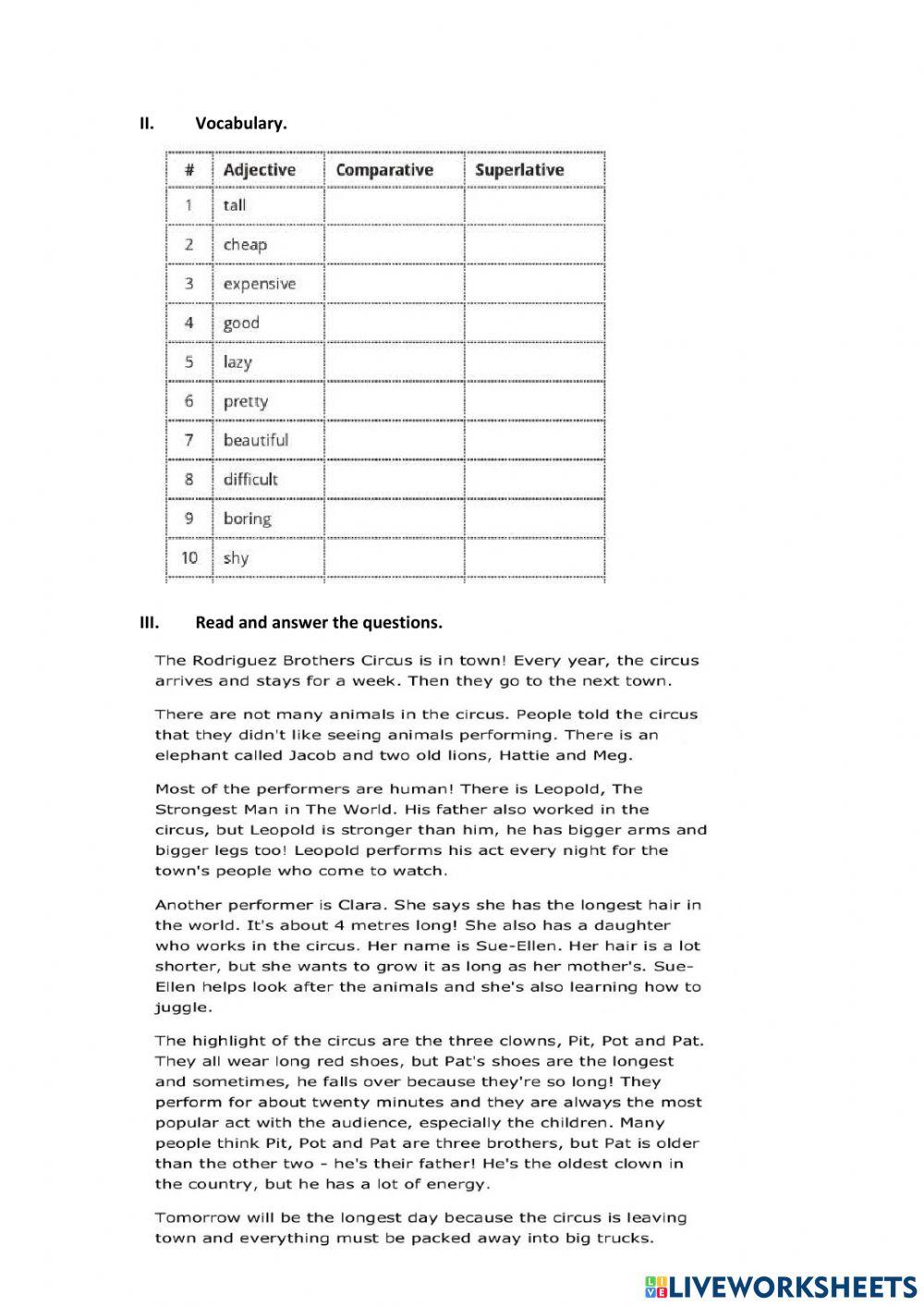 P6 1st Final Test worksheet | Live Worksheets