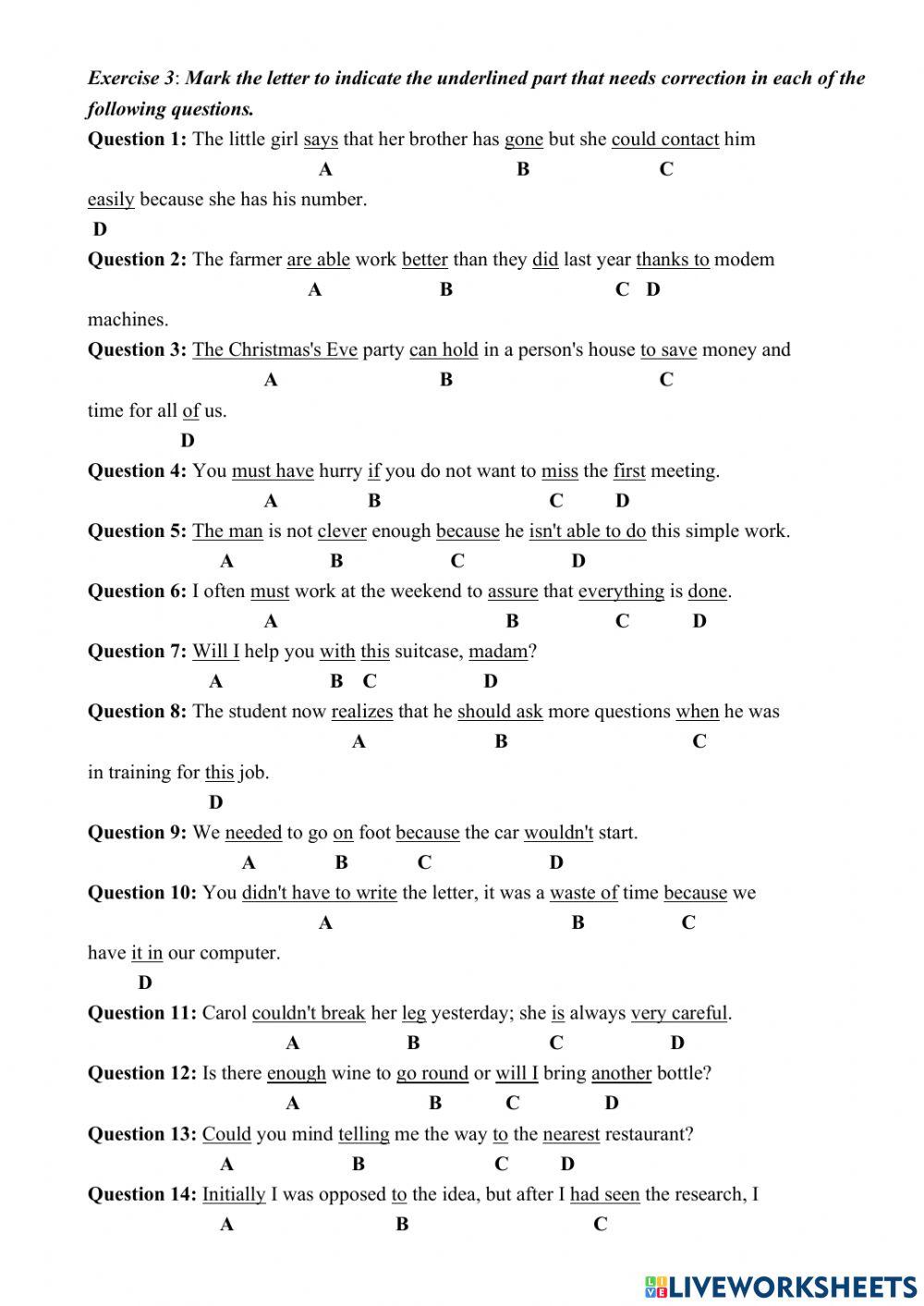 Modal verb online pdf activity | Live Worksheets