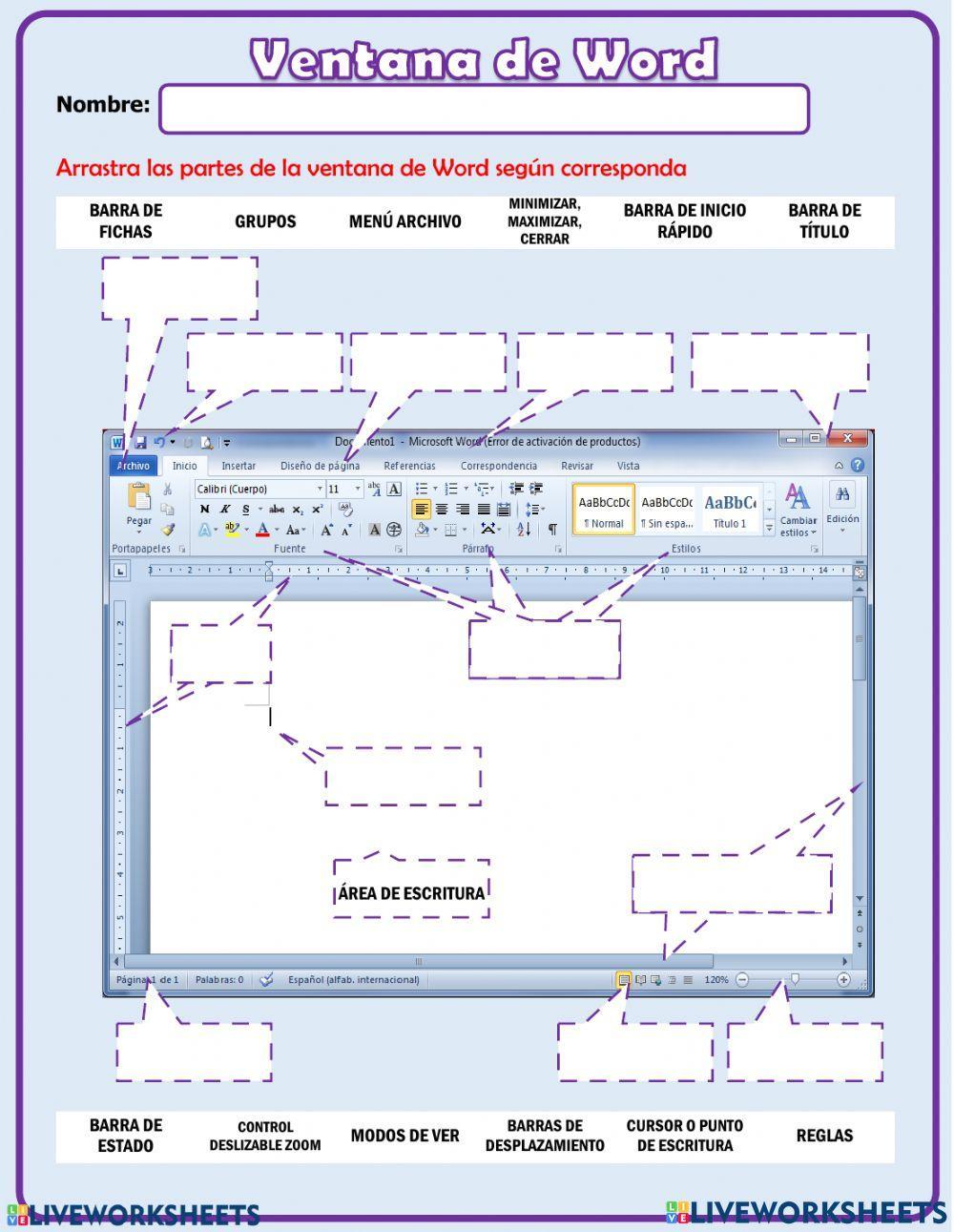 Entorno de word | Free Interactive Worksheets | 1715234