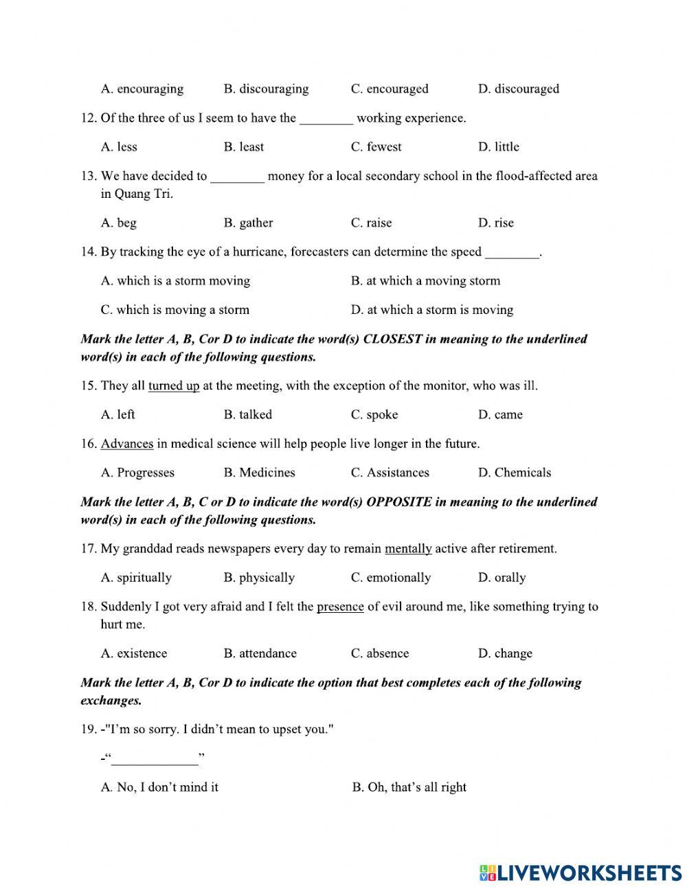 English 9 interactive worksheet for 9 | Live Worksheets
