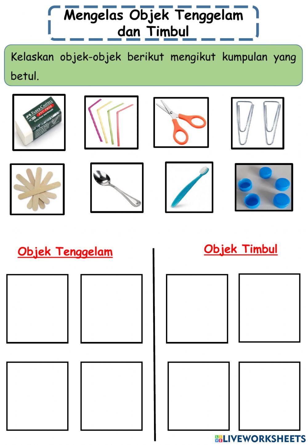 Tenggelam dan Timbul worksheet for Prasekolah | Live Worksheets