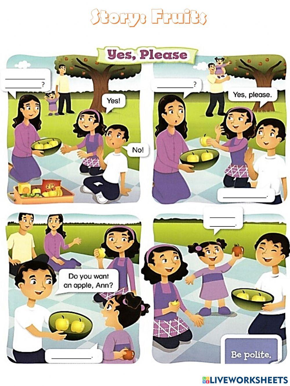 Story: Fruits interactive worksheet | Live Worksheets
