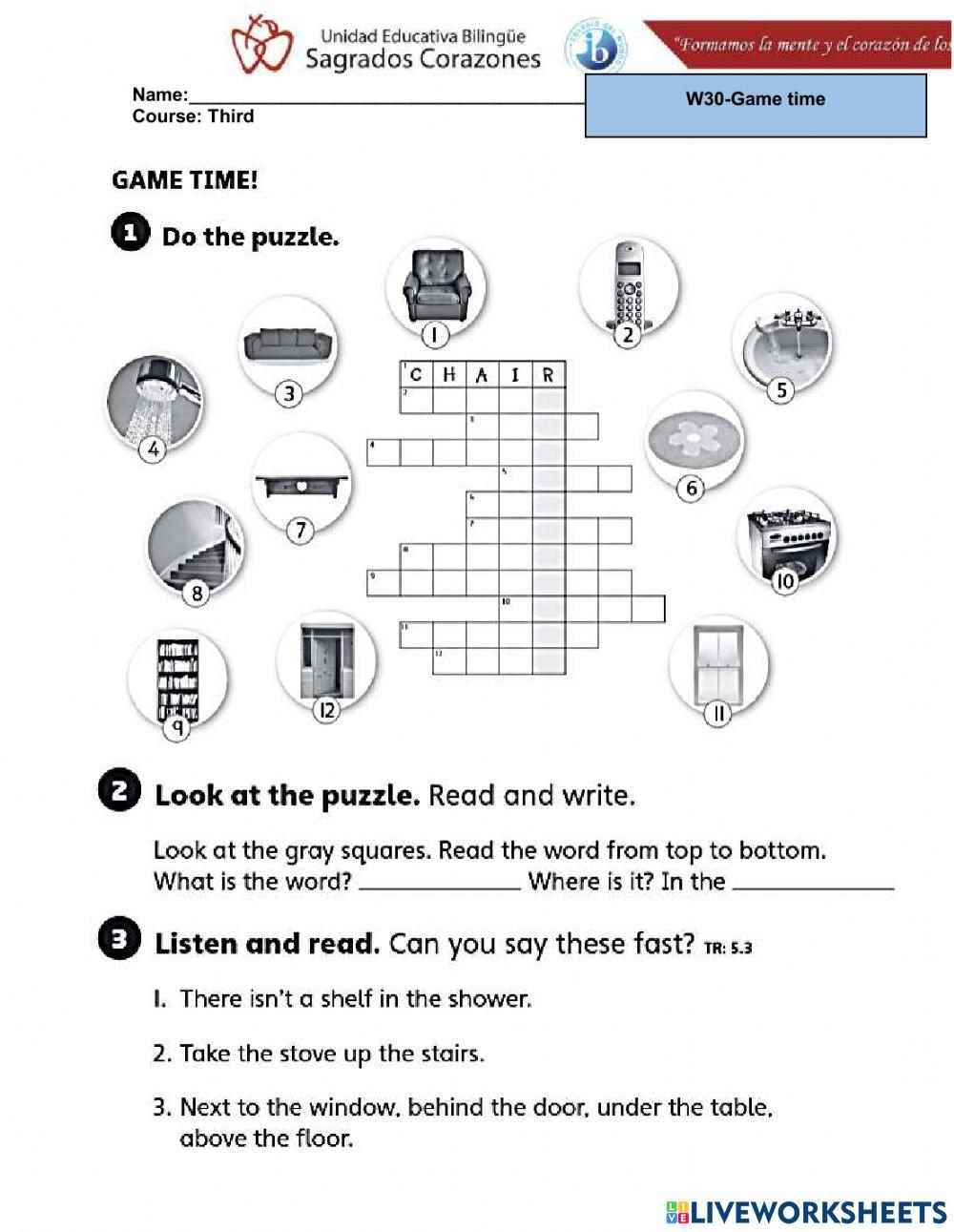 W30-Game time interactive worksheet | Live Worksheets