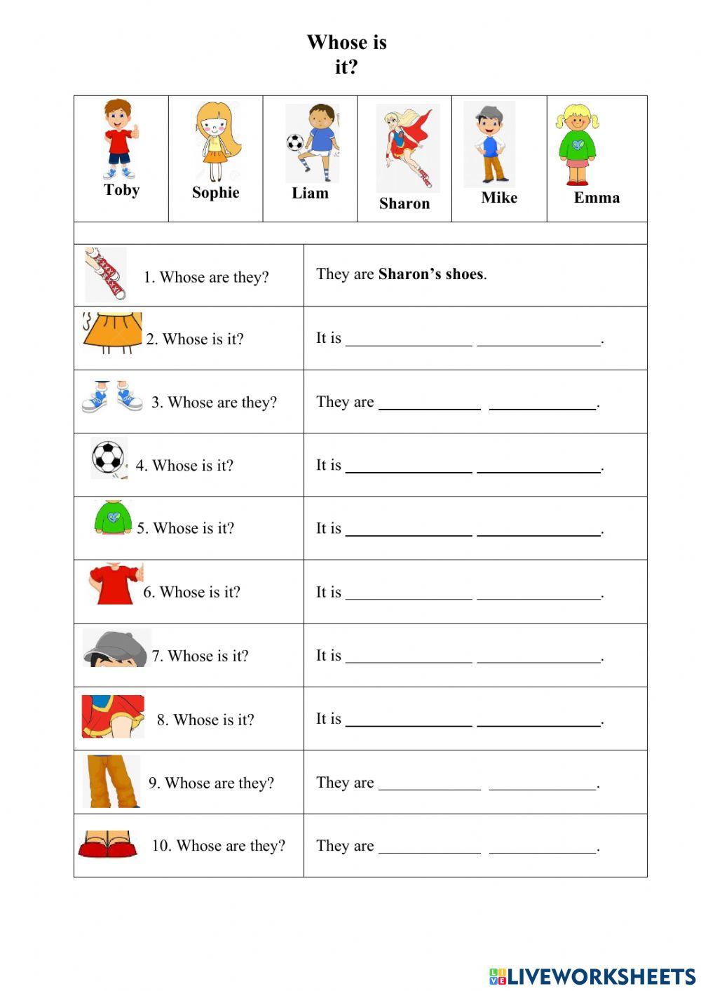 Whose is it?Who… | Free Interactive Worksheets | 6794752