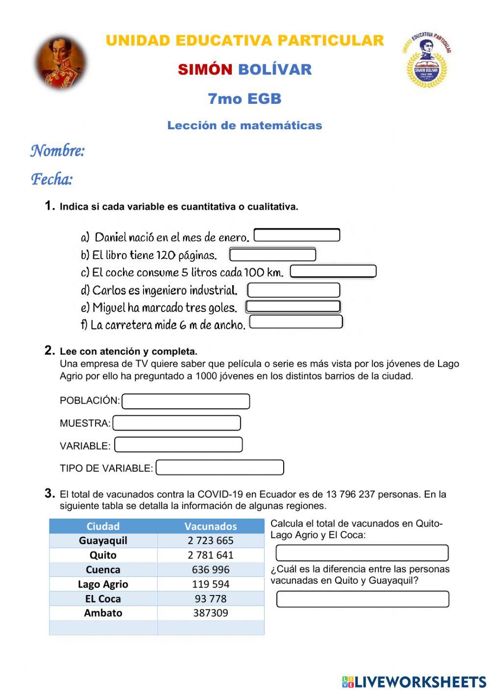 7mo Leccion worksheet | Live Worksheets