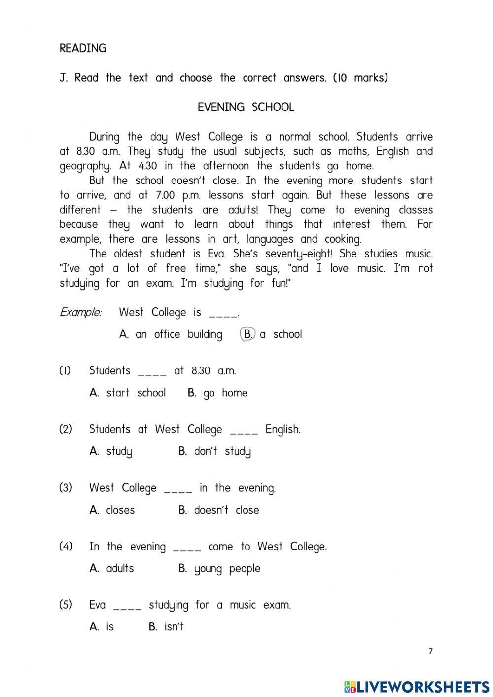 P5 Eng (SFA Sem 2 2021) online exercise for | Live Worksheets