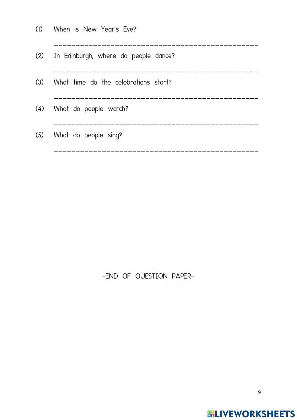 P5 Eng (SFA Sem 2 2021) online exercise for | Live Worksheets