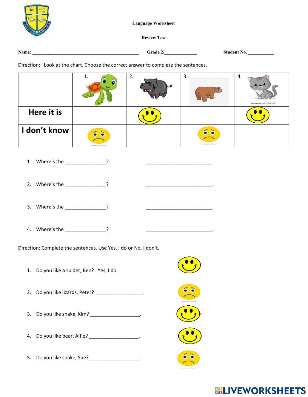 Animals Review online activity | Live Worksheets