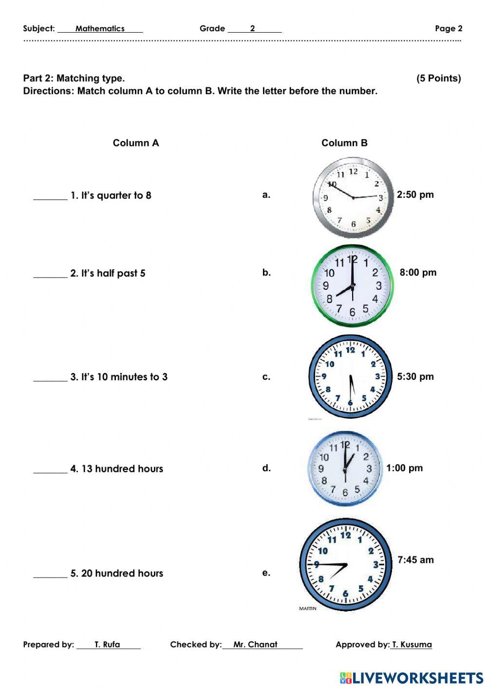 Midterm online exercise for | Live Worksheets
