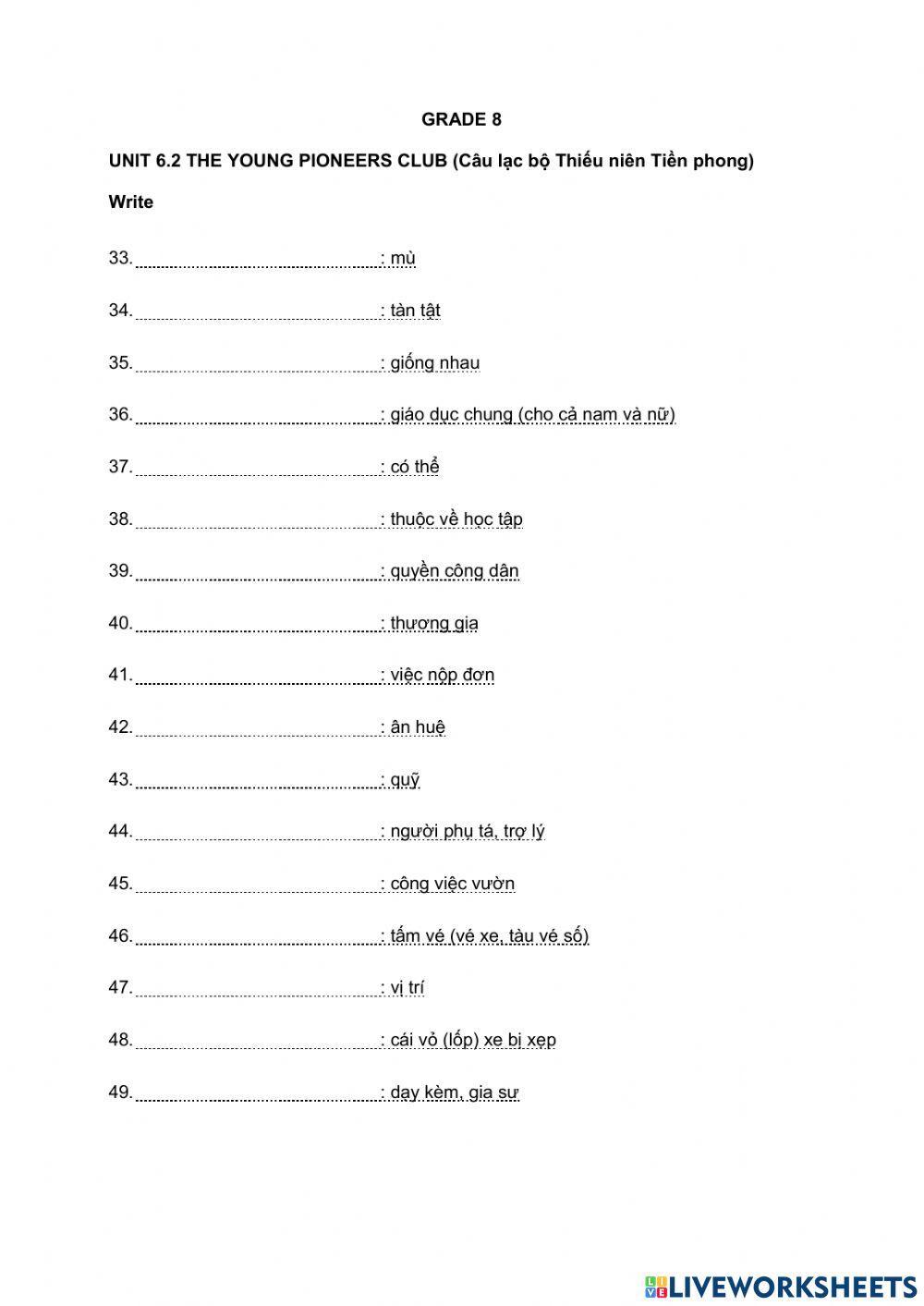 L8-TV-U6.2 list worksheet | Live Worksheets