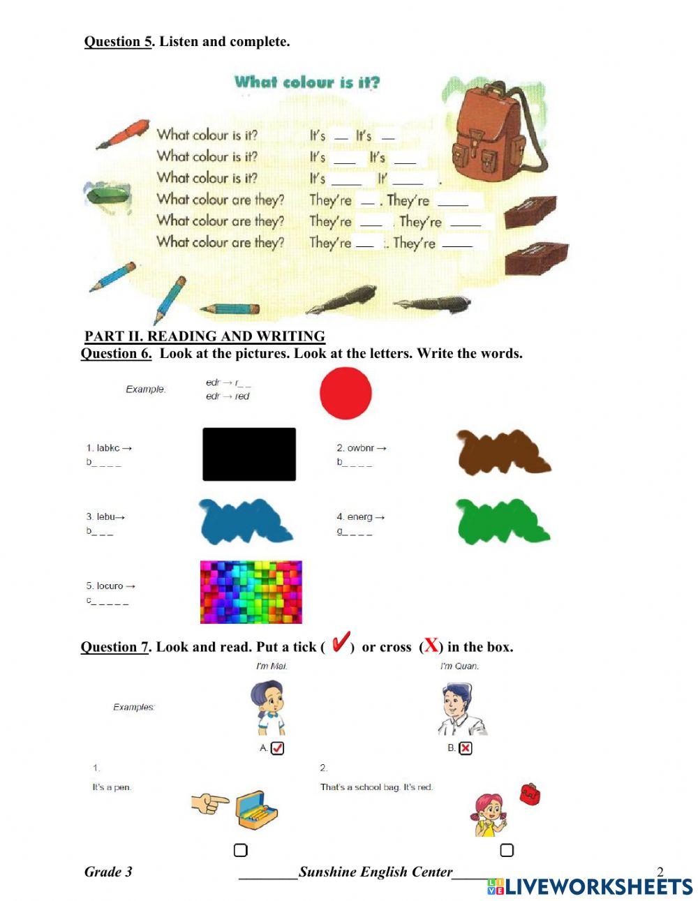English 2 test 17 unit 9 worksheet | Live Worksheets