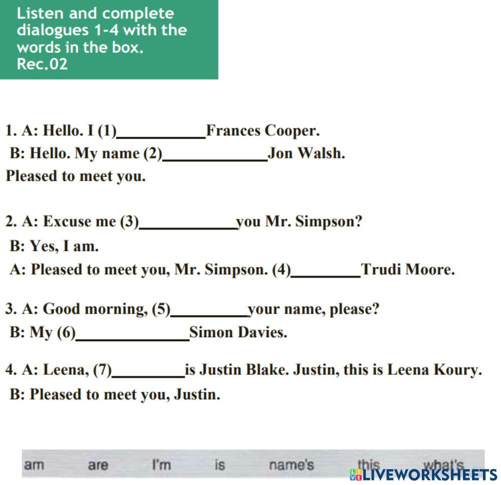 Be Verb exercise | Live Worksheets