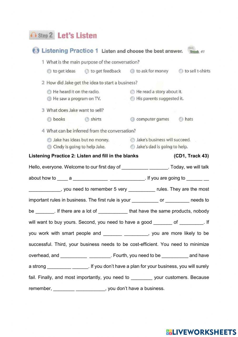 Listening practice online exercise for | Live Worksheets