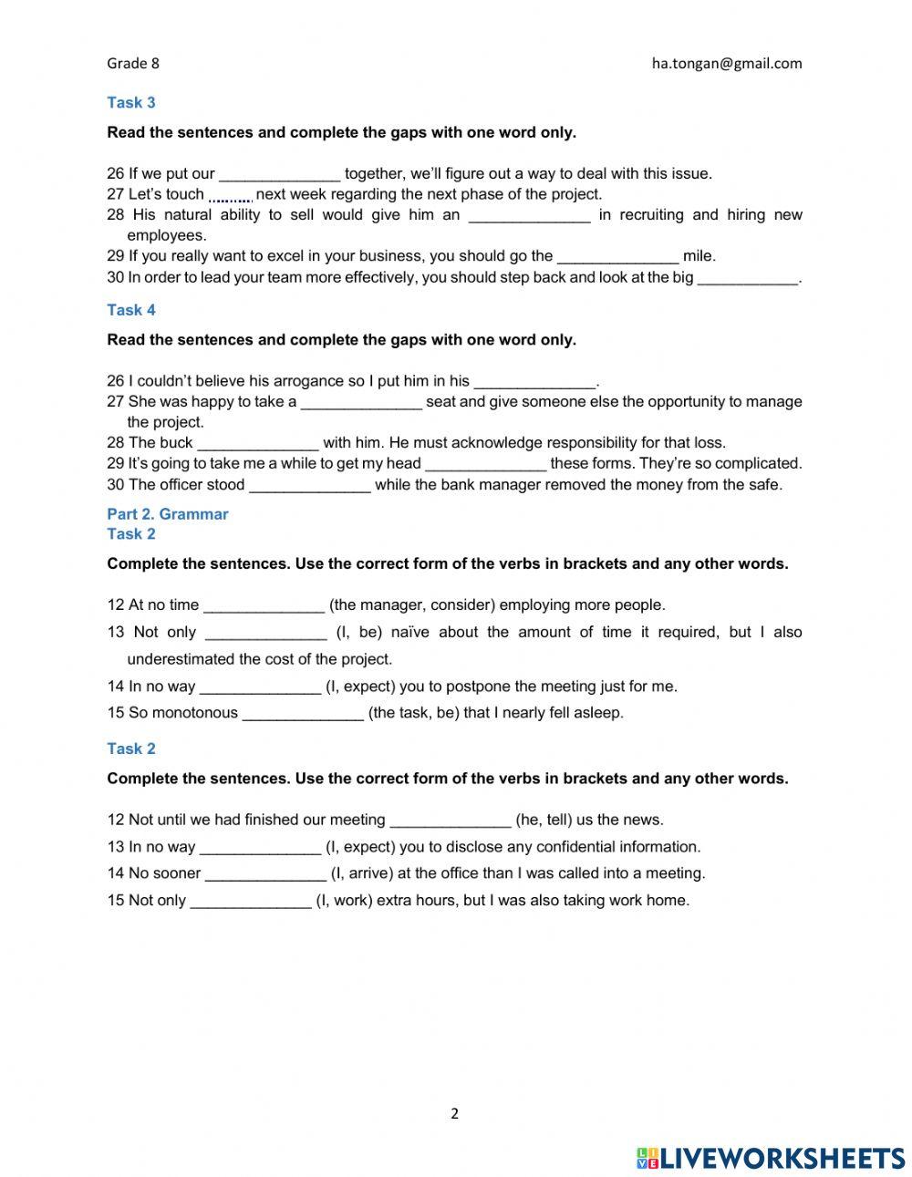G6 day 48 Practice 2 worksheet | Live Worksheets